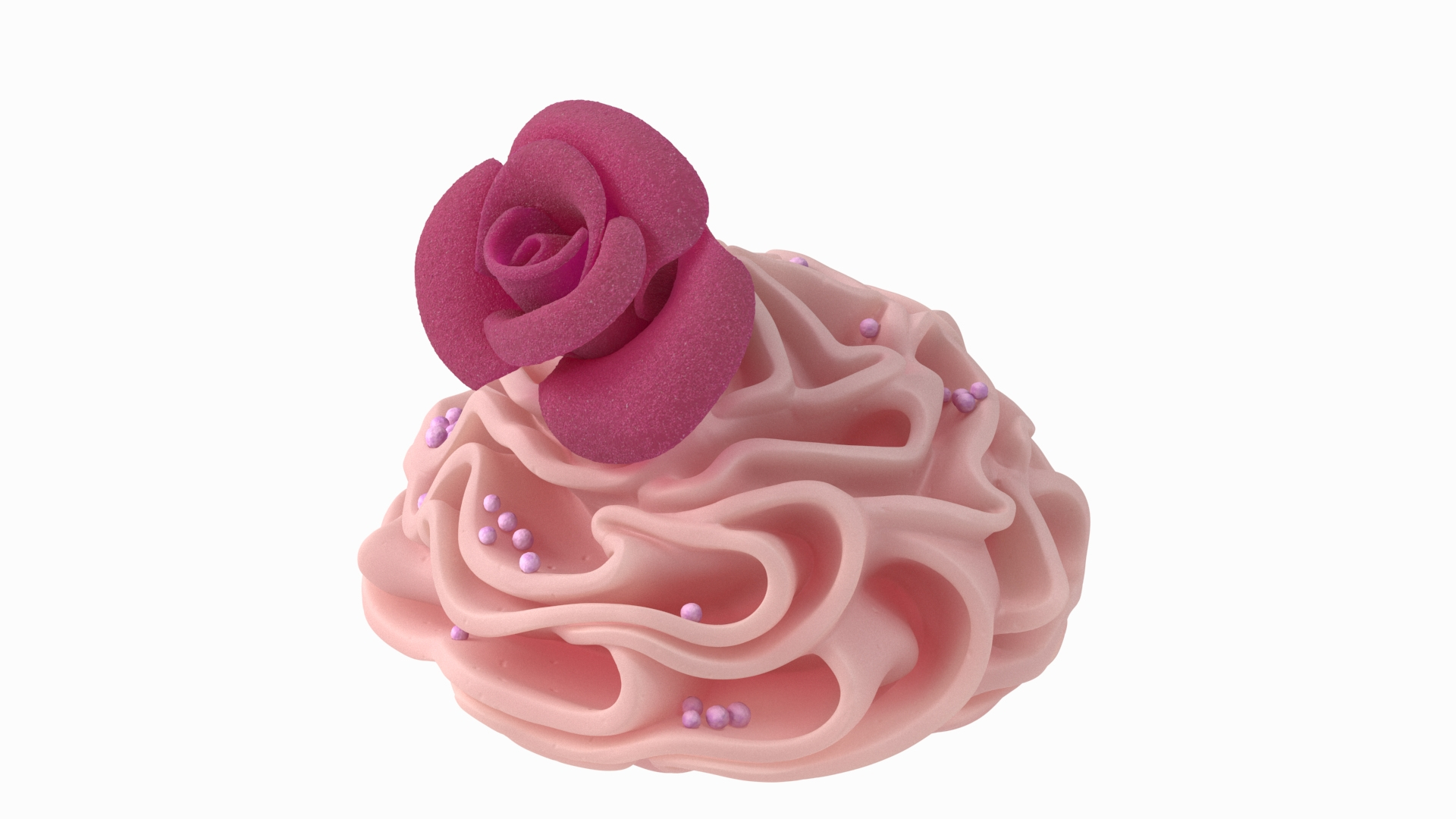 3D Piped Cream Peaks Pink Model - TurboSquid 2304625
