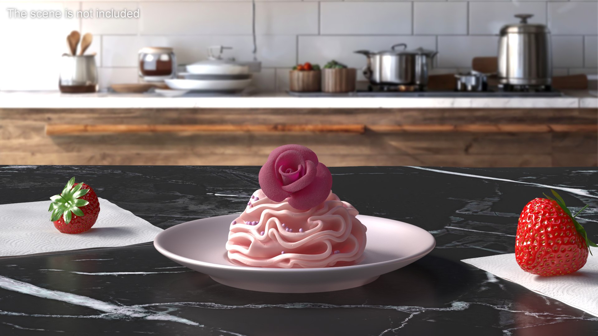 3D Piped Cream Peaks Pink Model - TurboSquid 2304625