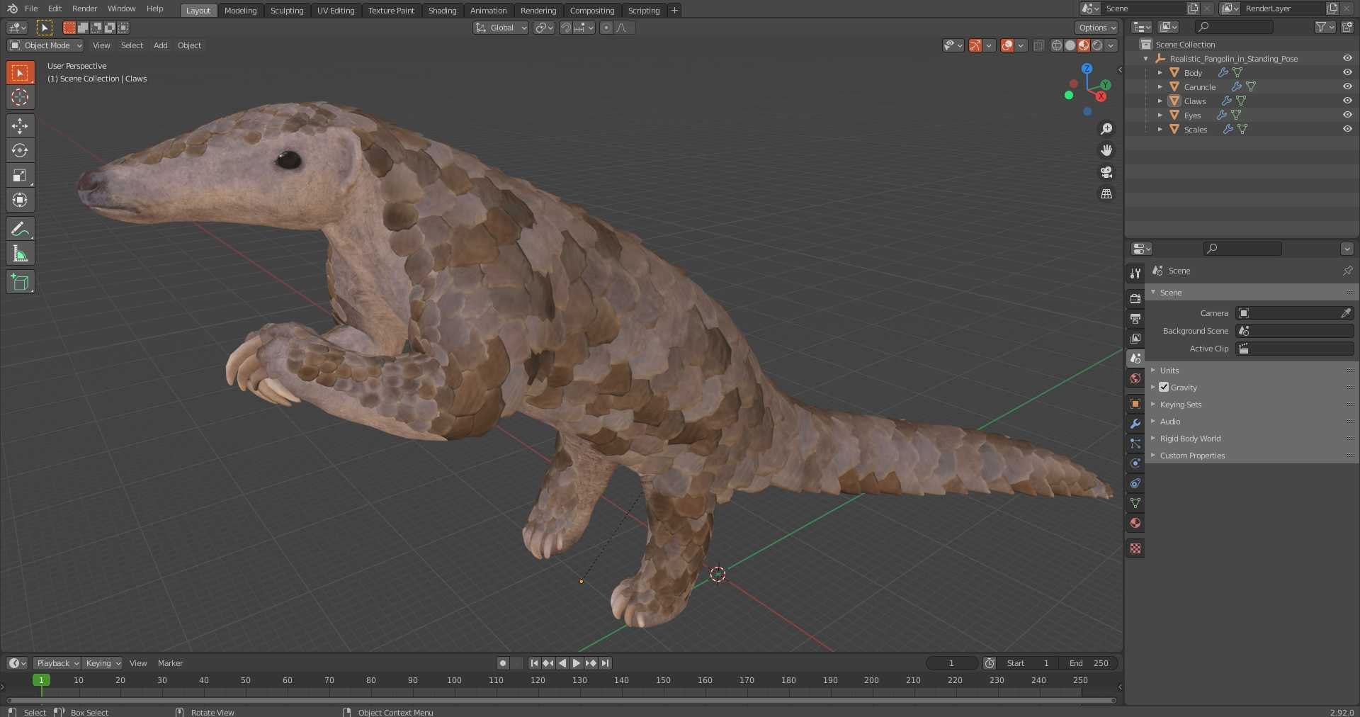 3D Realistic Pangolin In Standing Pose Model - TurboSquid 2218477