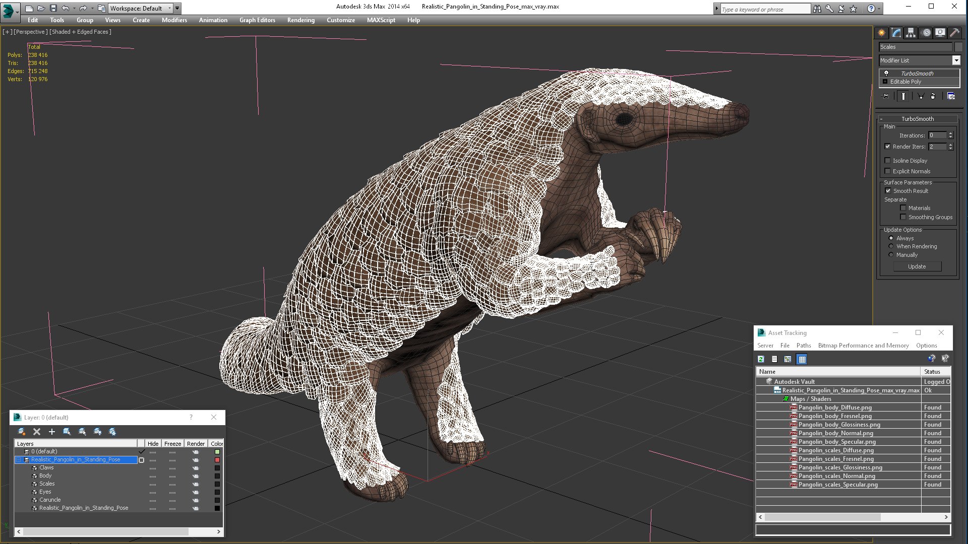 3D Realistic Pangolin In Standing Pose Model - TurboSquid 2218477