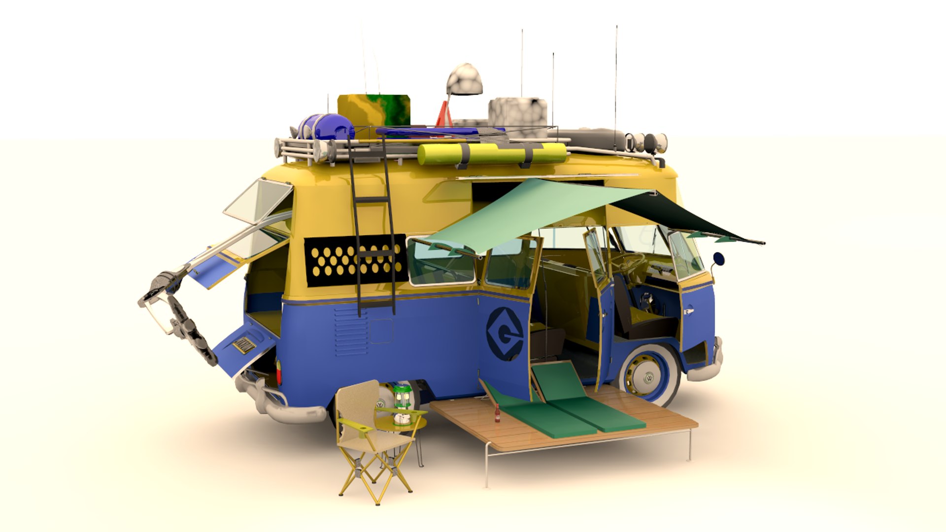 Minion Camp Van Model - TurboSquid 1179349