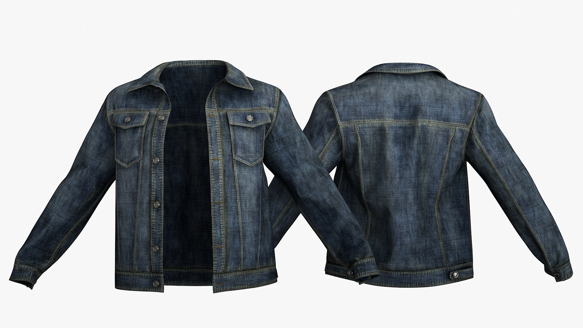 Male Female Denim Jacket Model - TurboSquid 2346575