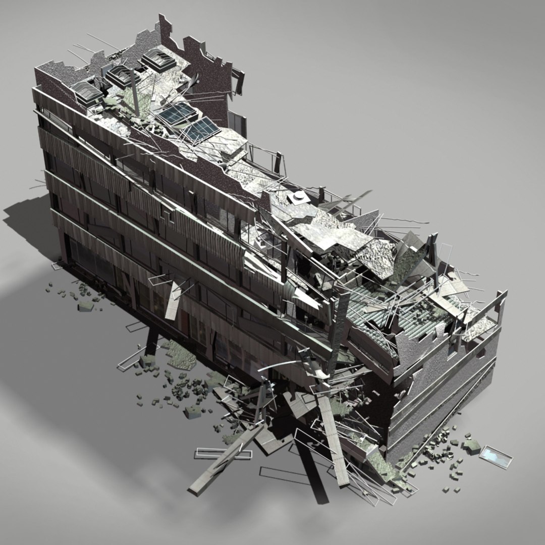 3d Destroyed Building Intact Model