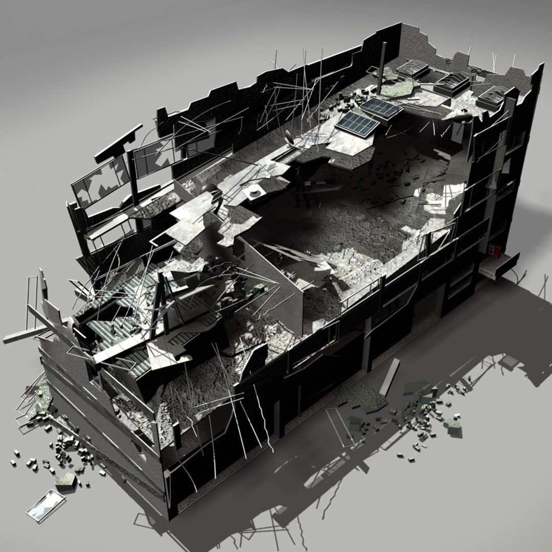 3d Destroyed Building Intact Model