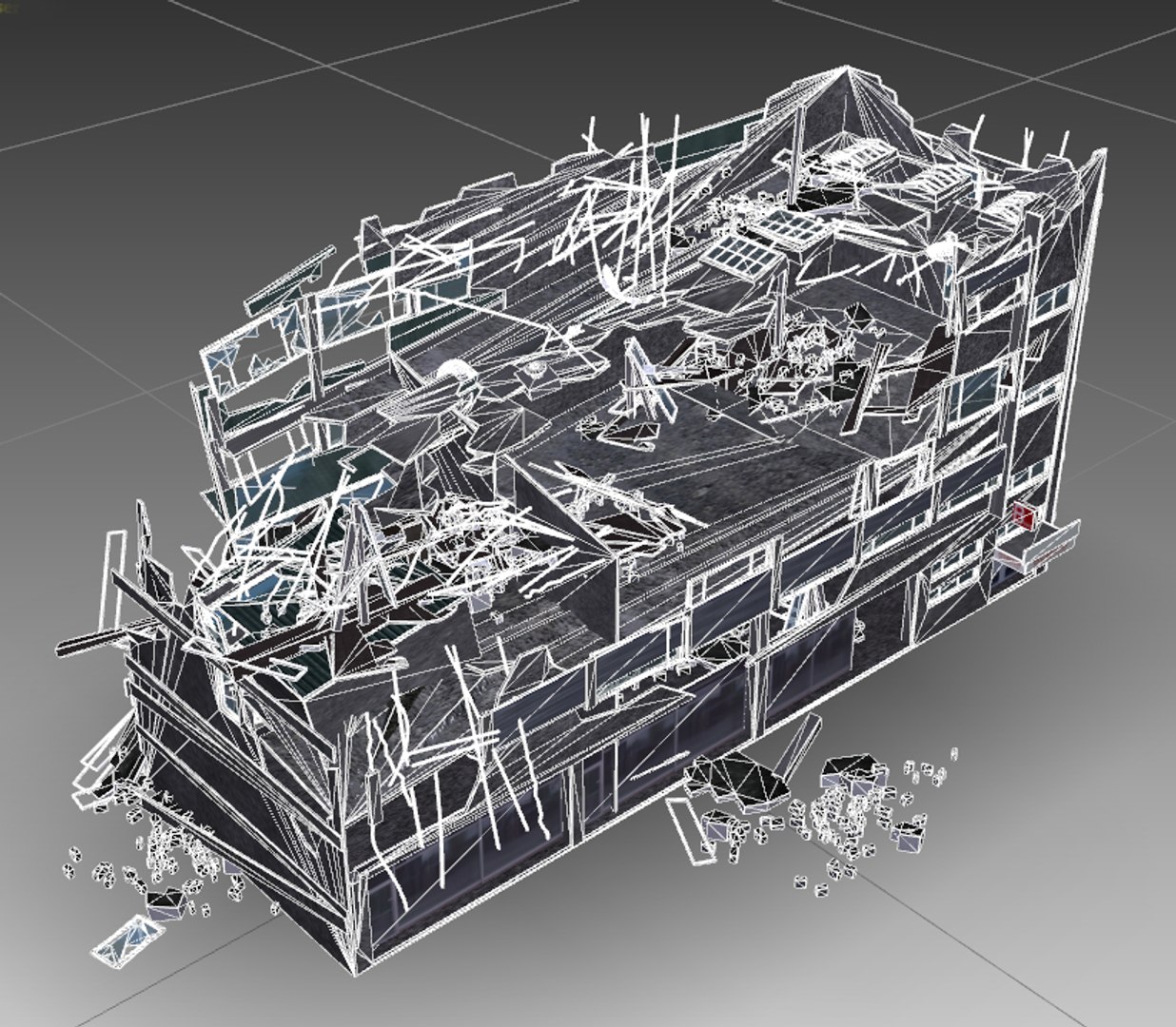 3d Destroyed Building Intact Model