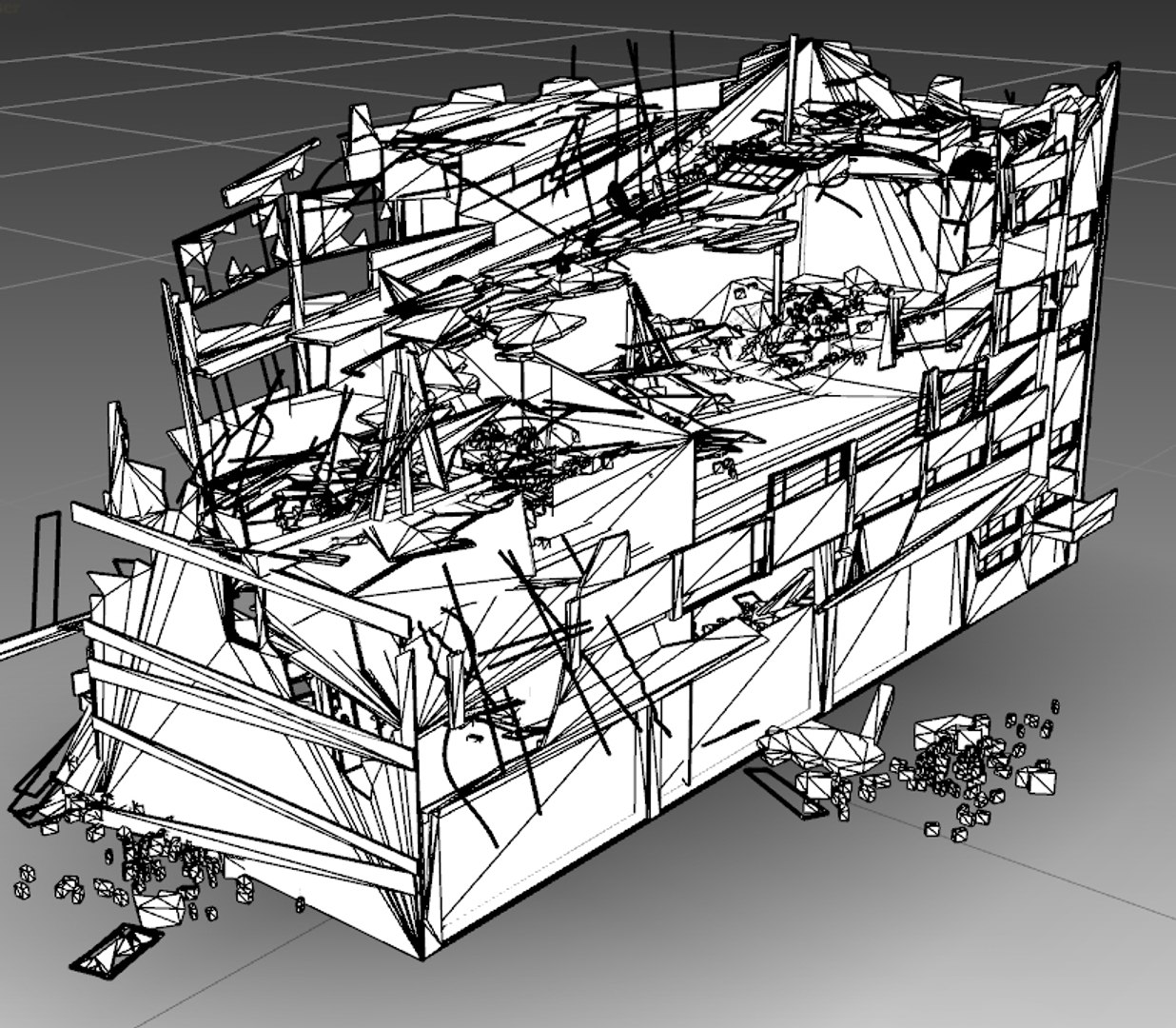 3d Destroyed Building Intact Model