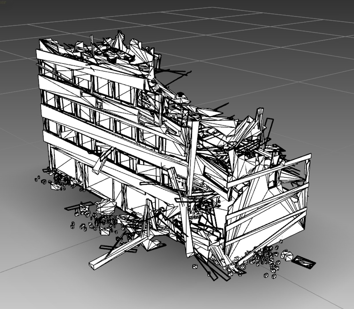 3d Destroyed Building Intact Model