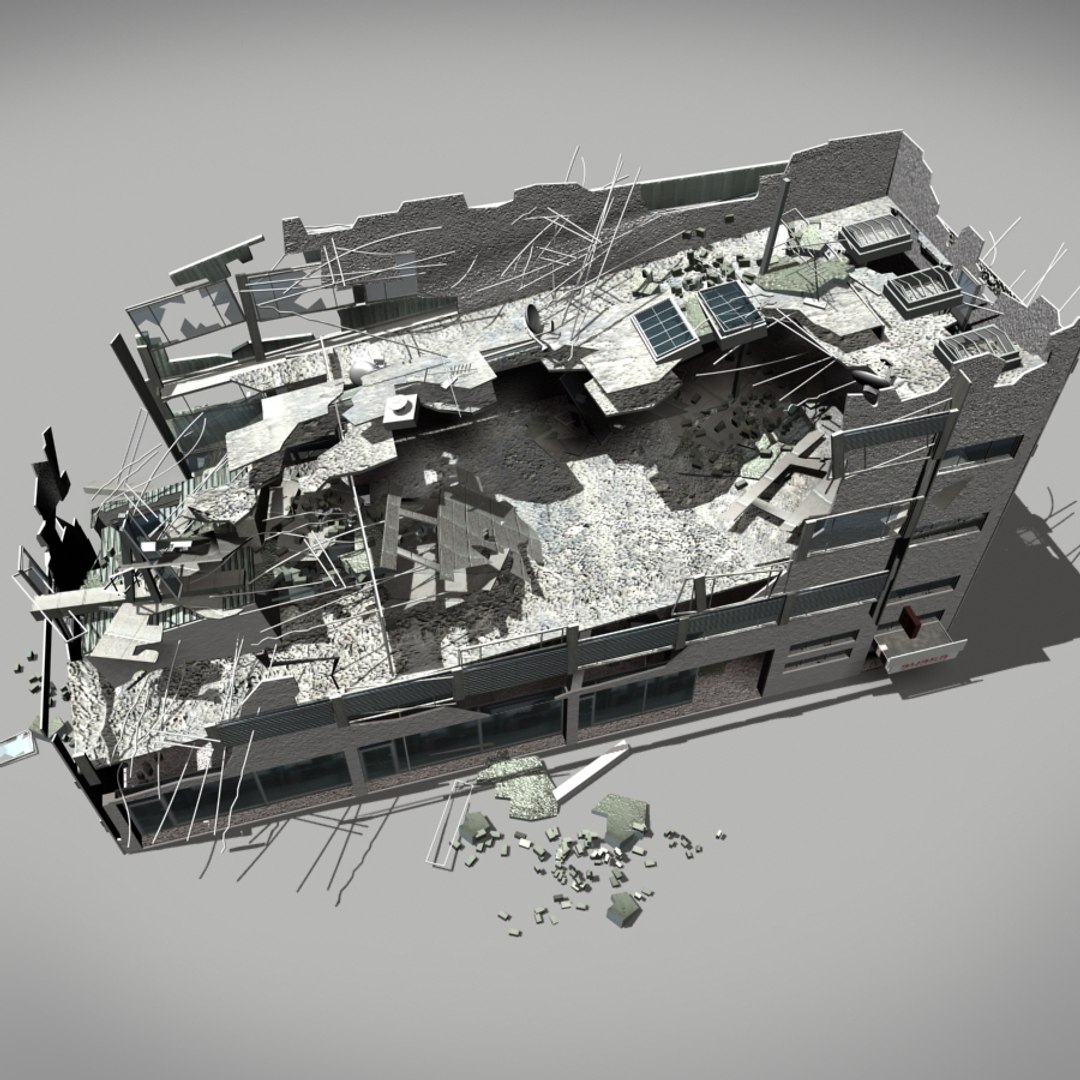 3d Destroyed Building Intact Model