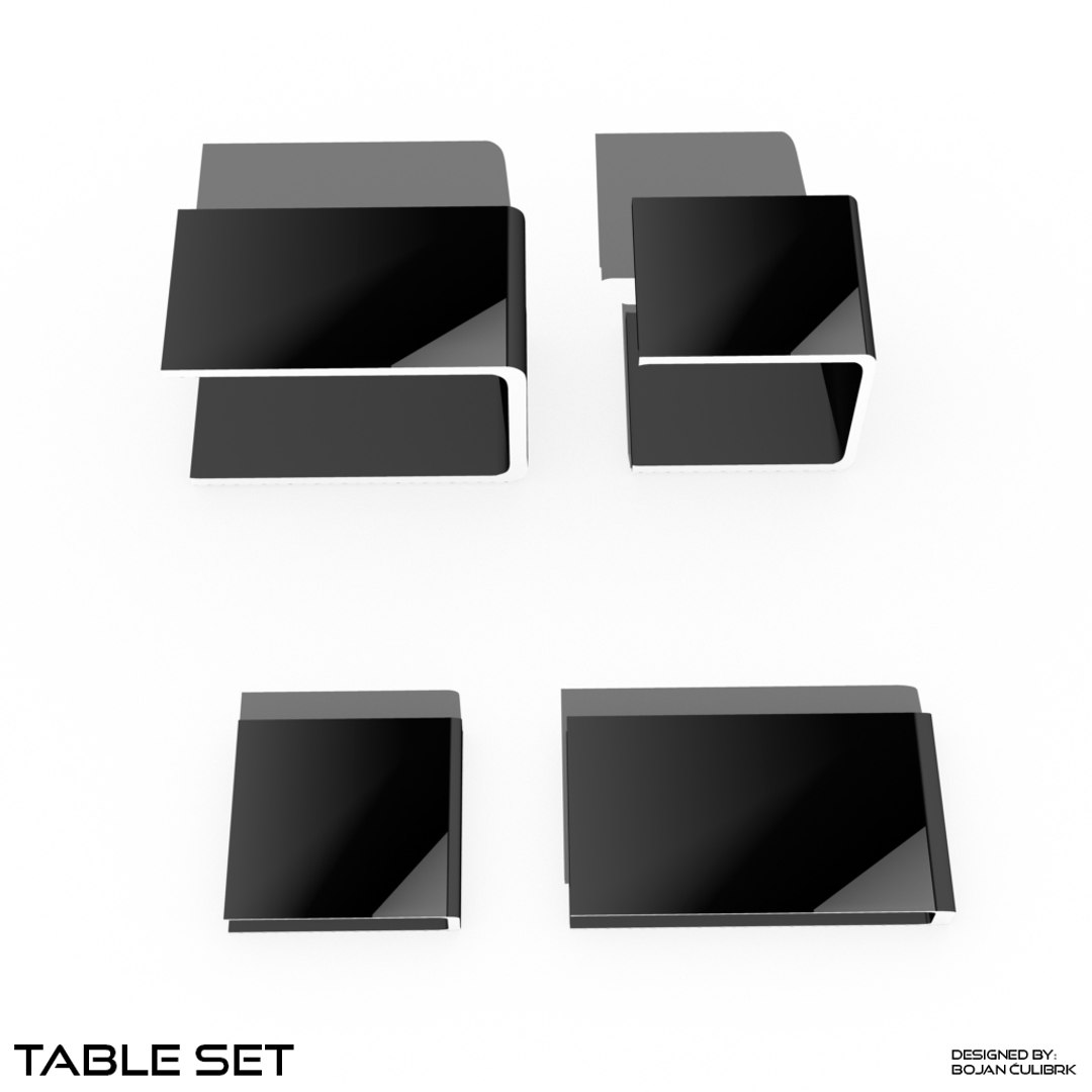 cube table set 2 3d model