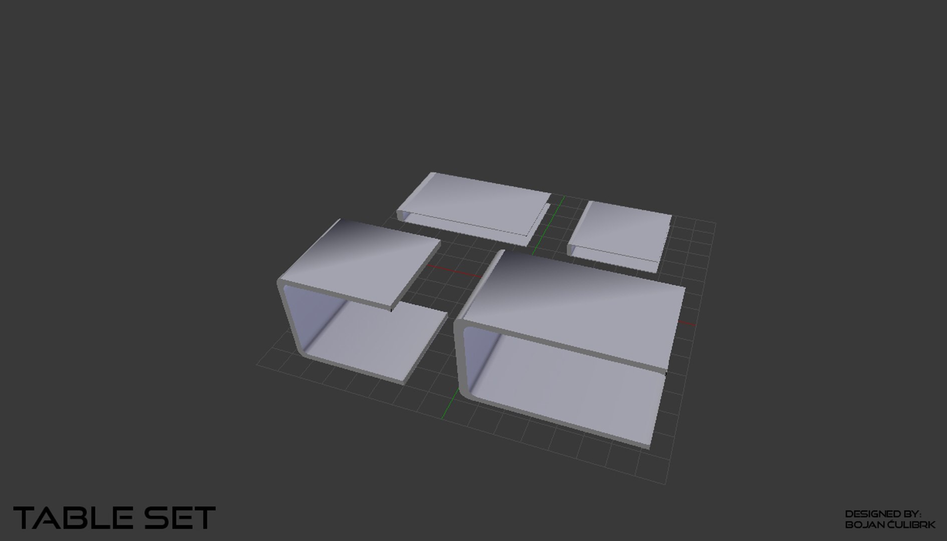 cube table set 2 3d model