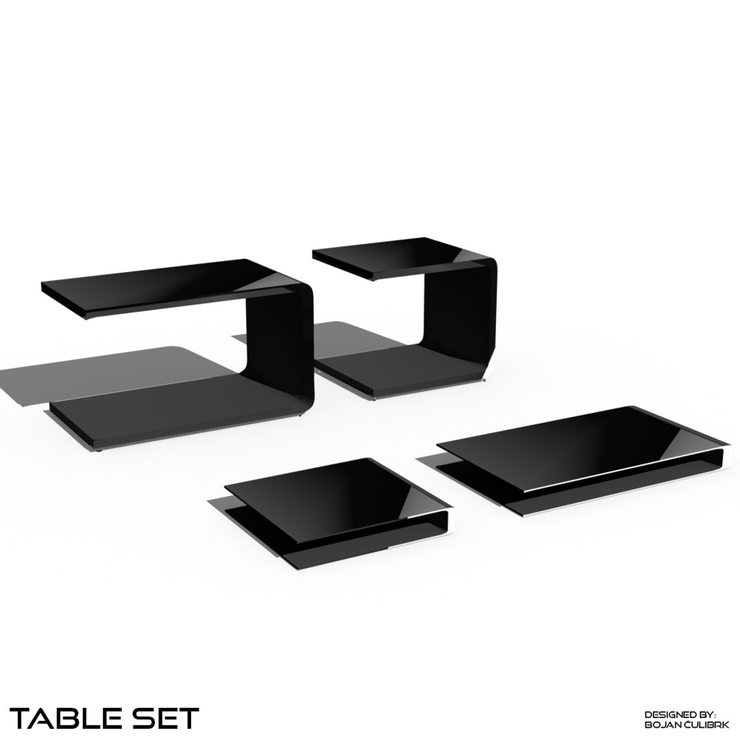 cube table set 2 3d model