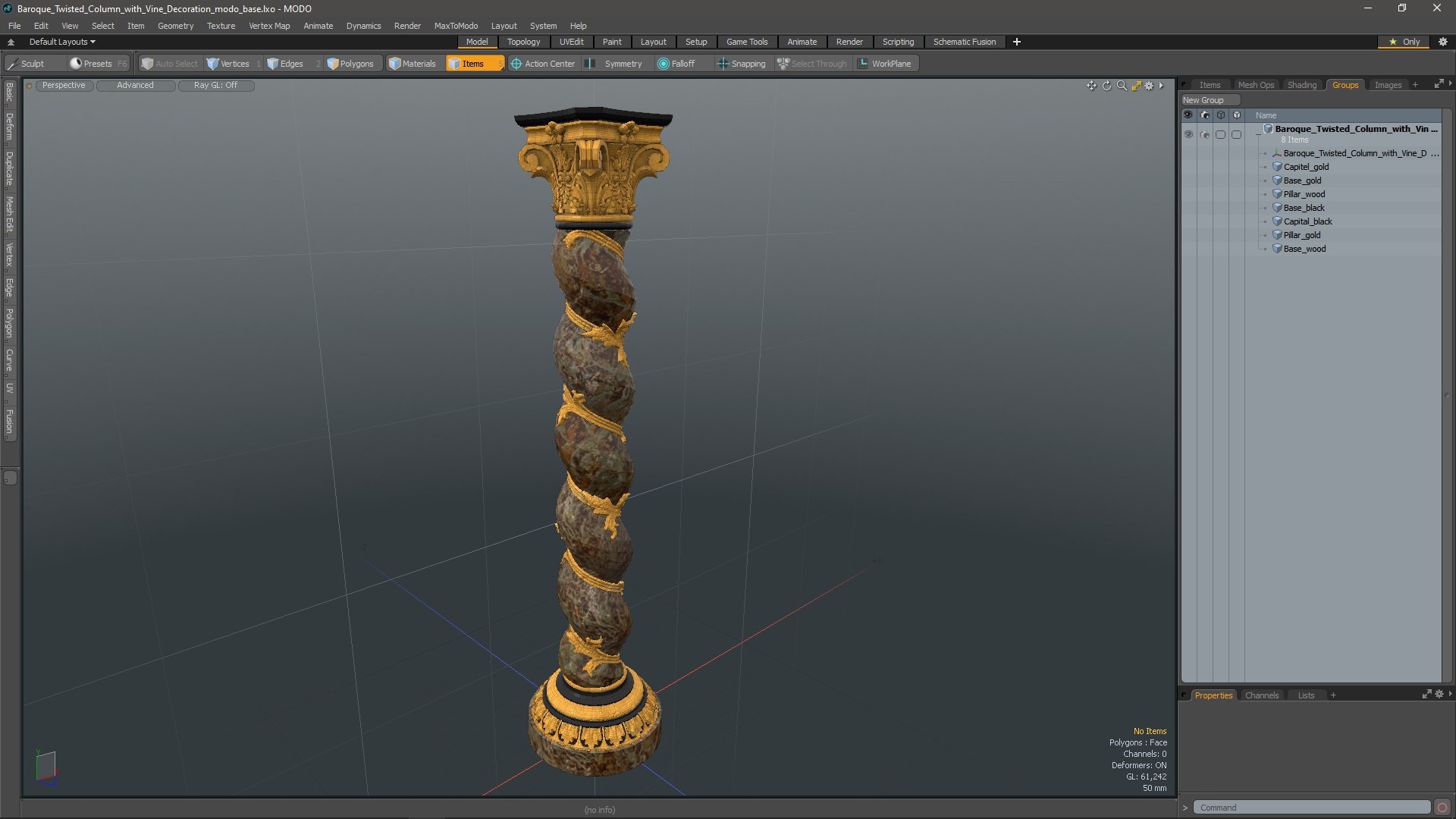 3D Model Baroque Twisted Column With Vine Decoration - TurboSquid 2219468
