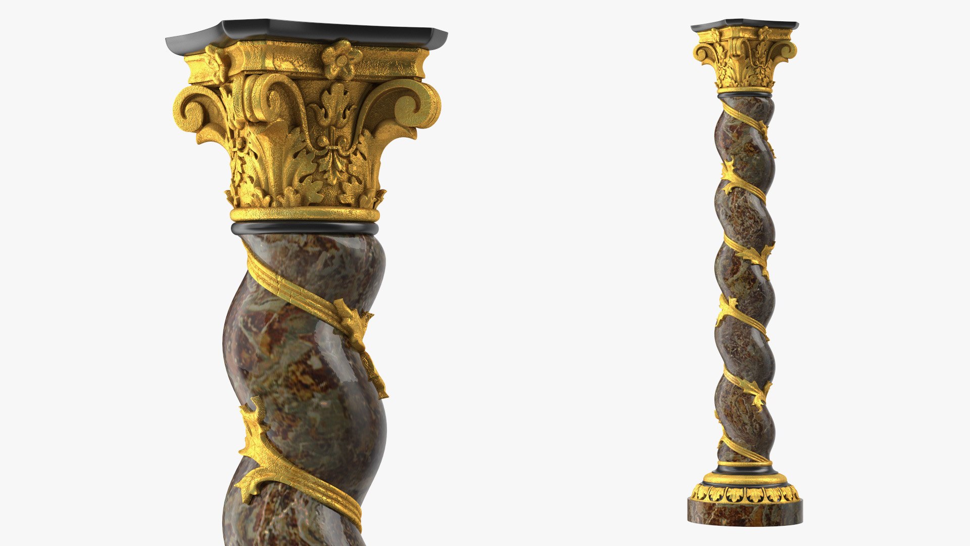 modelo 3d Columna barroca torcida con decoración de vid - TurboSquid 2219468