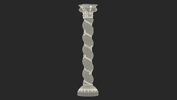 modelo 3d Columna barroca torcida con decoración de vid - TurboSquid ...