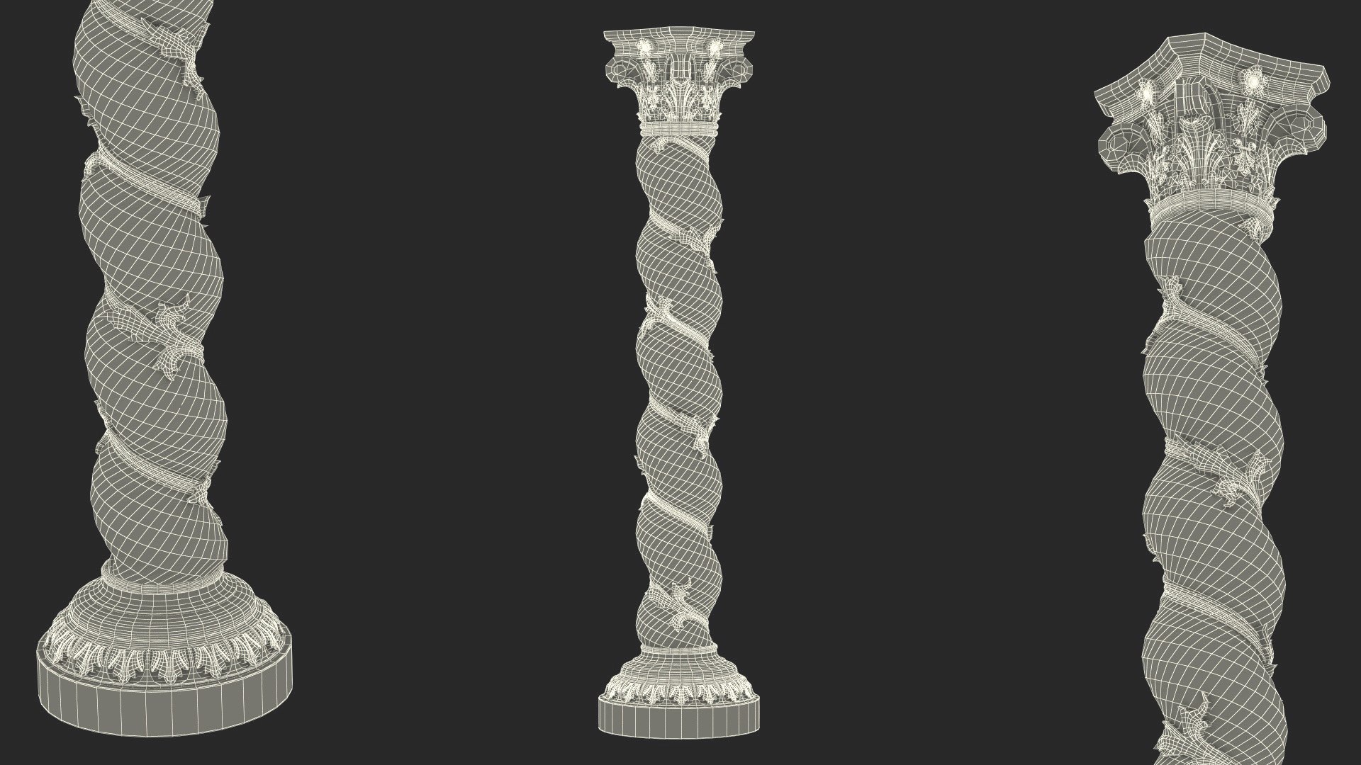 3D Model Baroque Twisted Column With Vine Decoration - TurboSquid 2219468