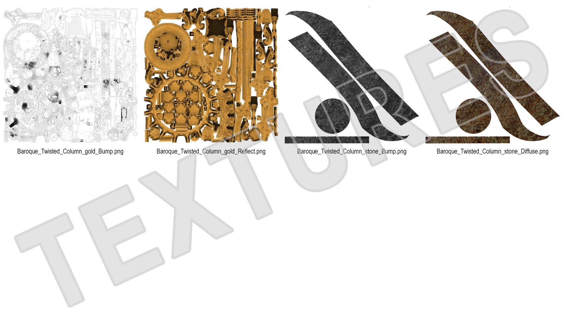 3D Model Baroque Twisted Column With Vine Decoration - TurboSquid 2219468