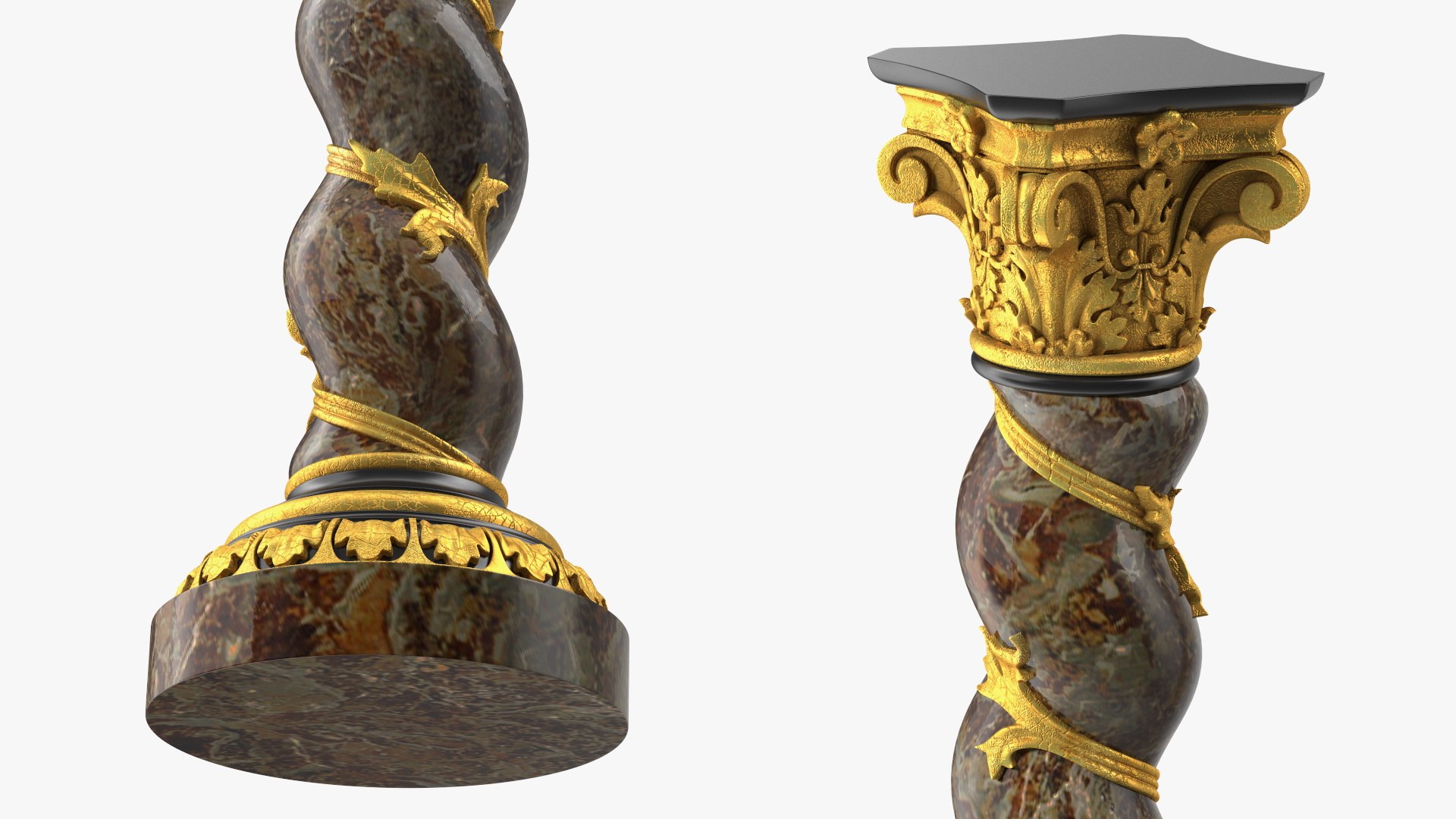 3D Model Baroque Twisted Column With Vine Decoration - TurboSquid 2219468