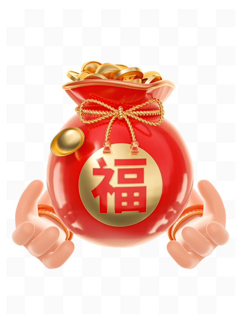 3D Red Gold E-commerce Fu Bag Model - TurboSquid 2027974