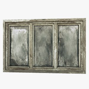 highpoly old wooden window 3d model