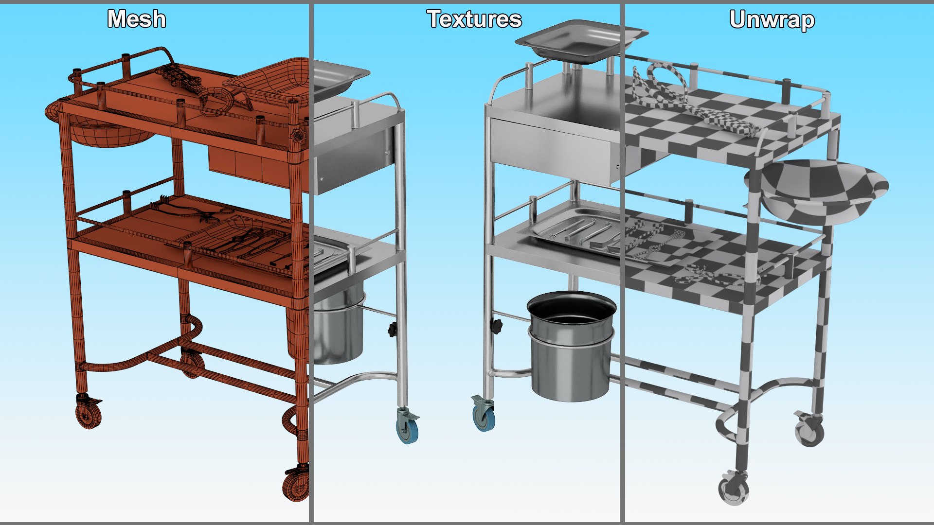 Medical Cart With Obstetrical Forceps And Instruments Model ...
