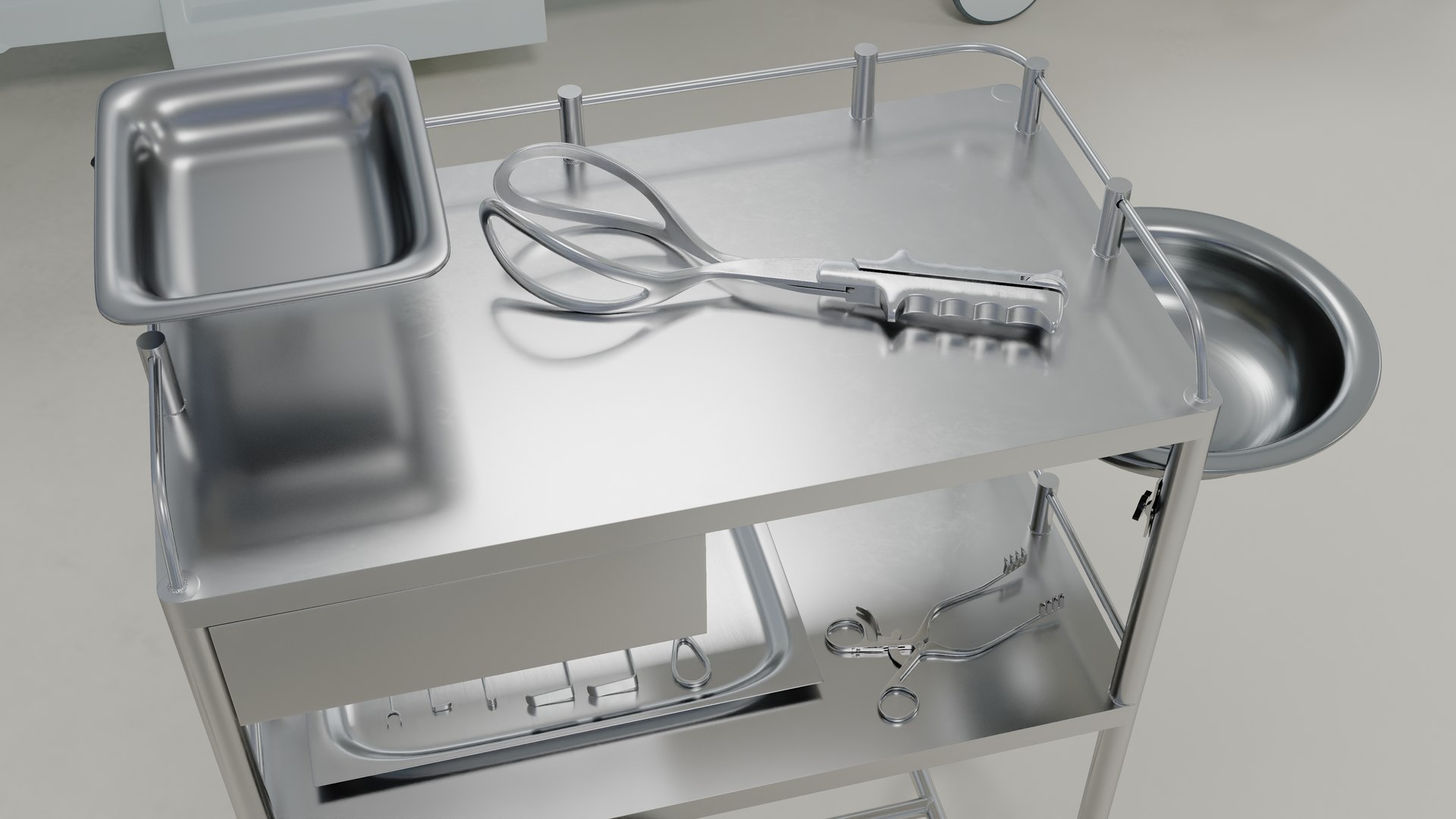 Medical Cart With Obstetrical Forceps And Instruments Model ...