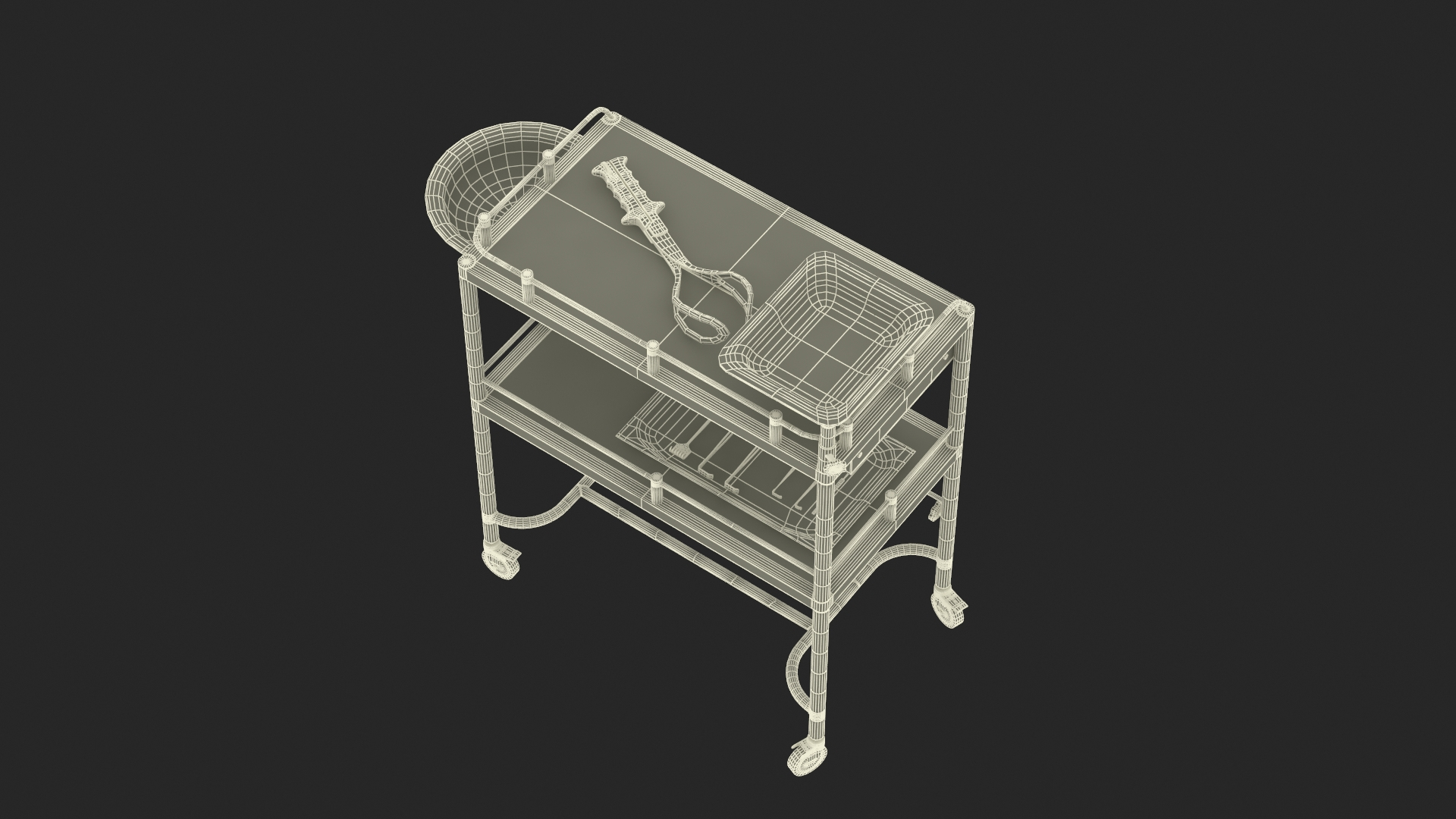 Medical Cart With Obstetrical Forceps And Instruments Model ...