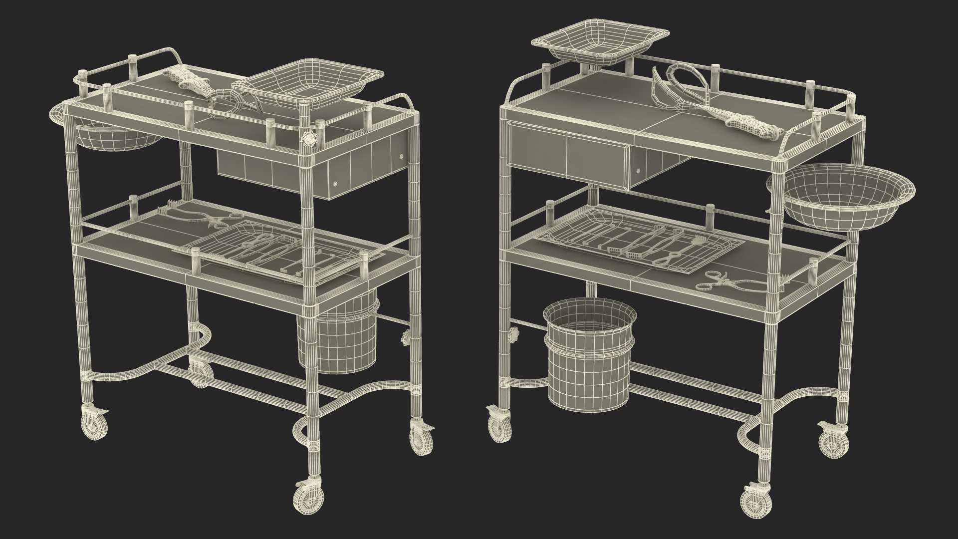 Medical Cart With Obstetrical Forceps And Instruments Model ...