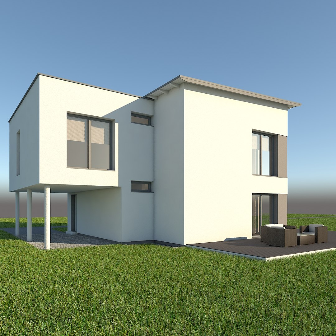3d Obj Modern Single Family Home