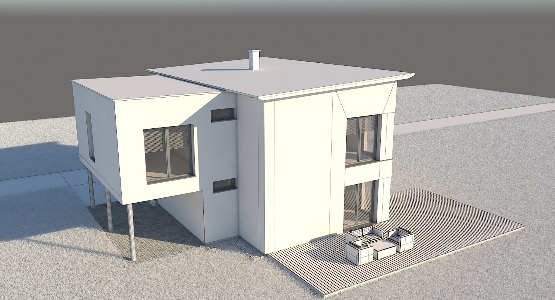 3d Obj Modern Single Family Home