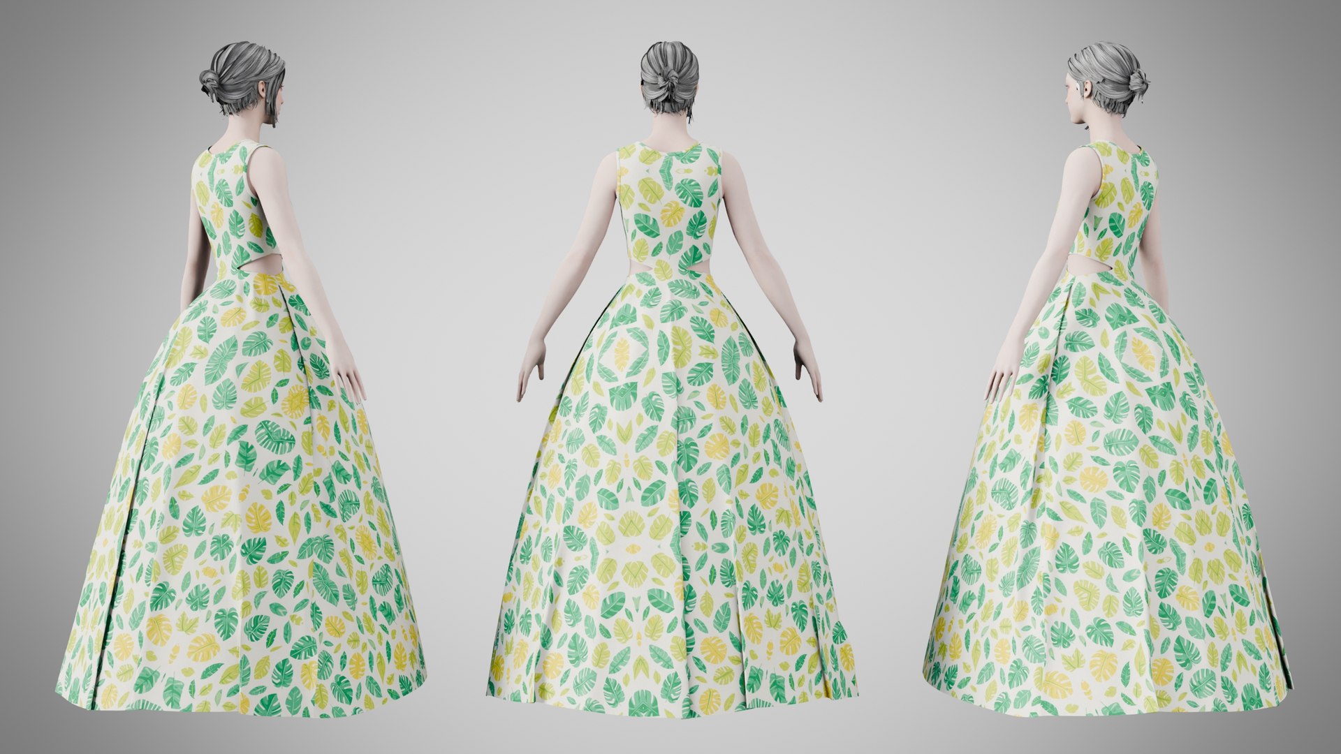 Dress 32 Tropical Leaf Print Model - TurboSquid 2498099