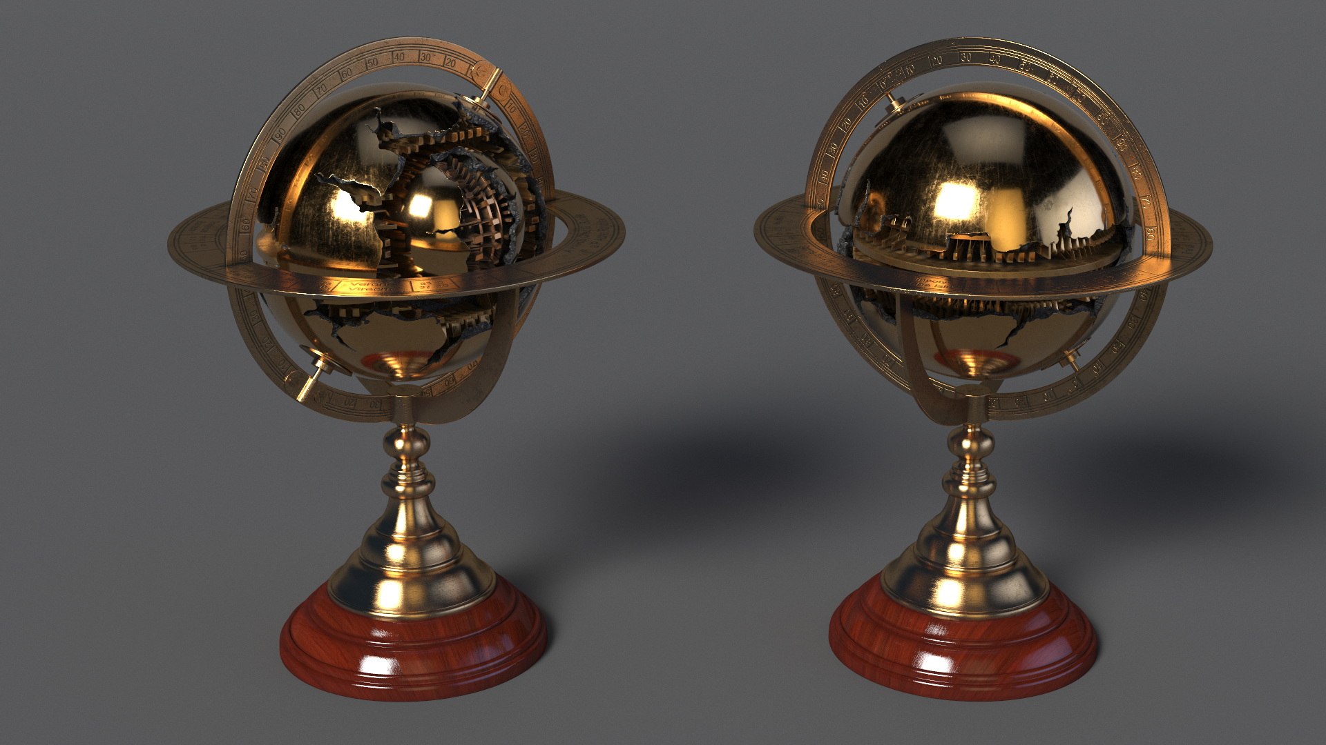 Antique Armillary Sphere In Glass Display Case 3D Model - TurboSquid ...