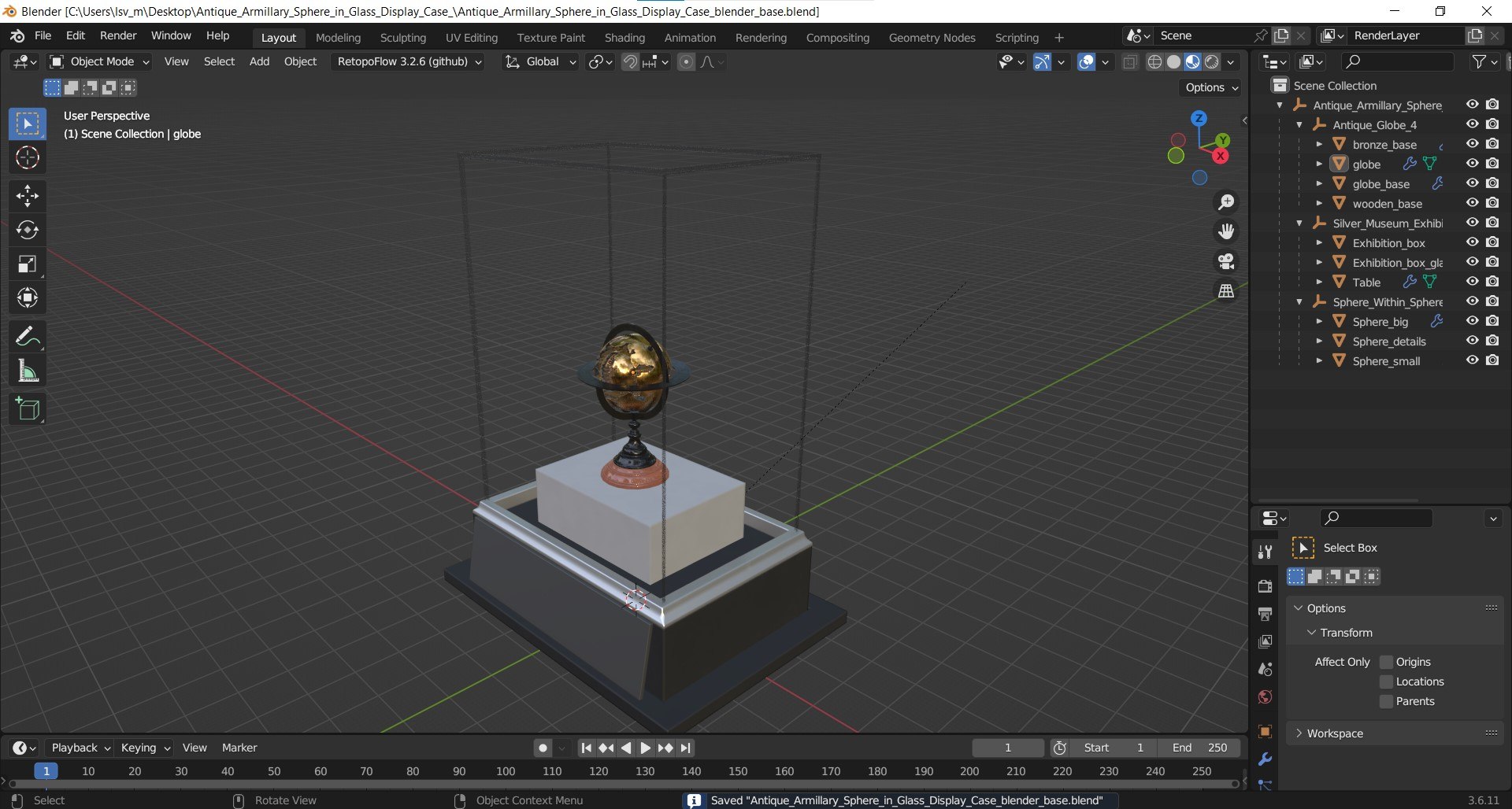 Antique Armillary Sphere In Glass Display Case 3D Model - TurboSquid ...