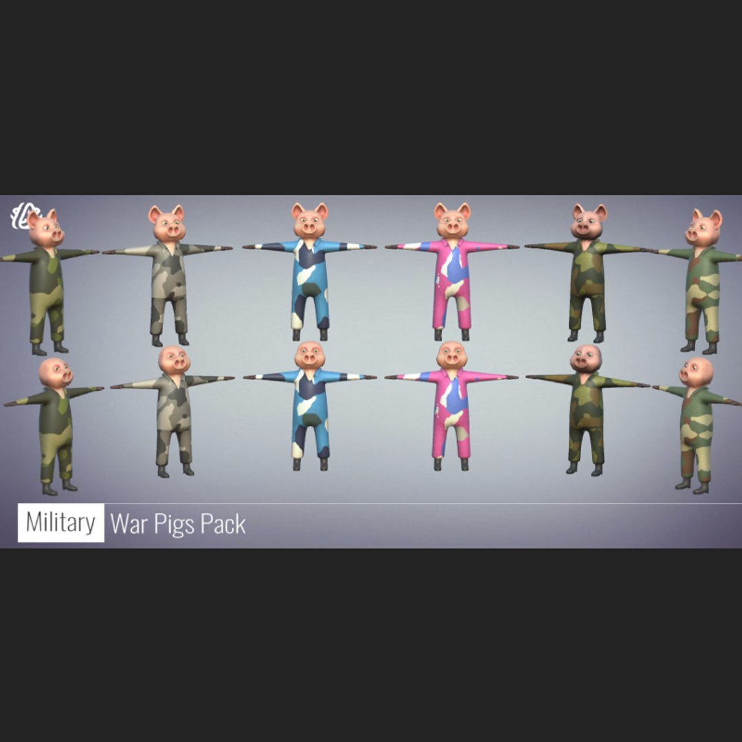 modelo 3d Military War Pigs Pack - 3D Lowpoly Soldiers - TurboSquid 1984917
