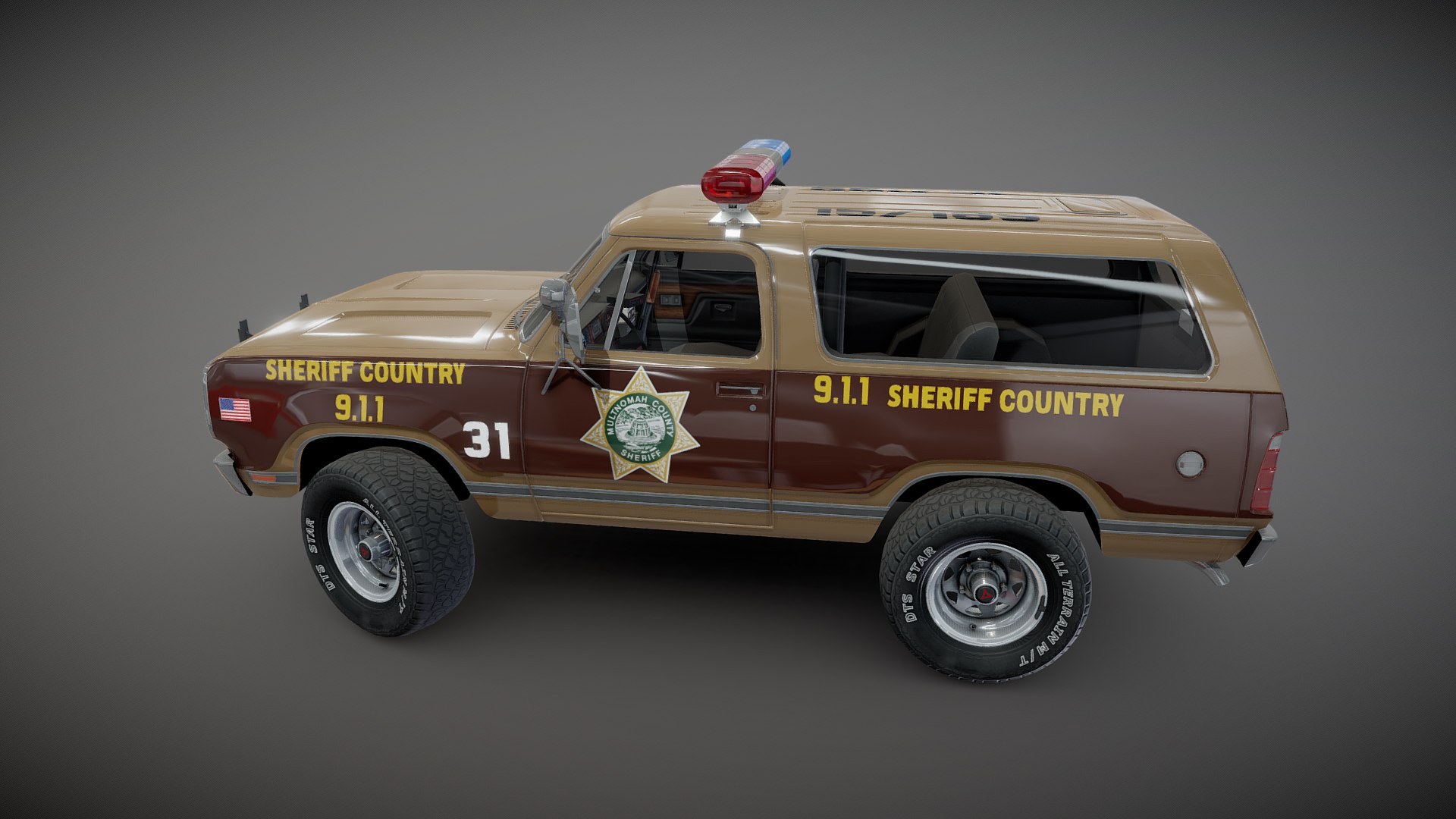 3D model 80s sheriff car PBR - TurboSquid 1895232