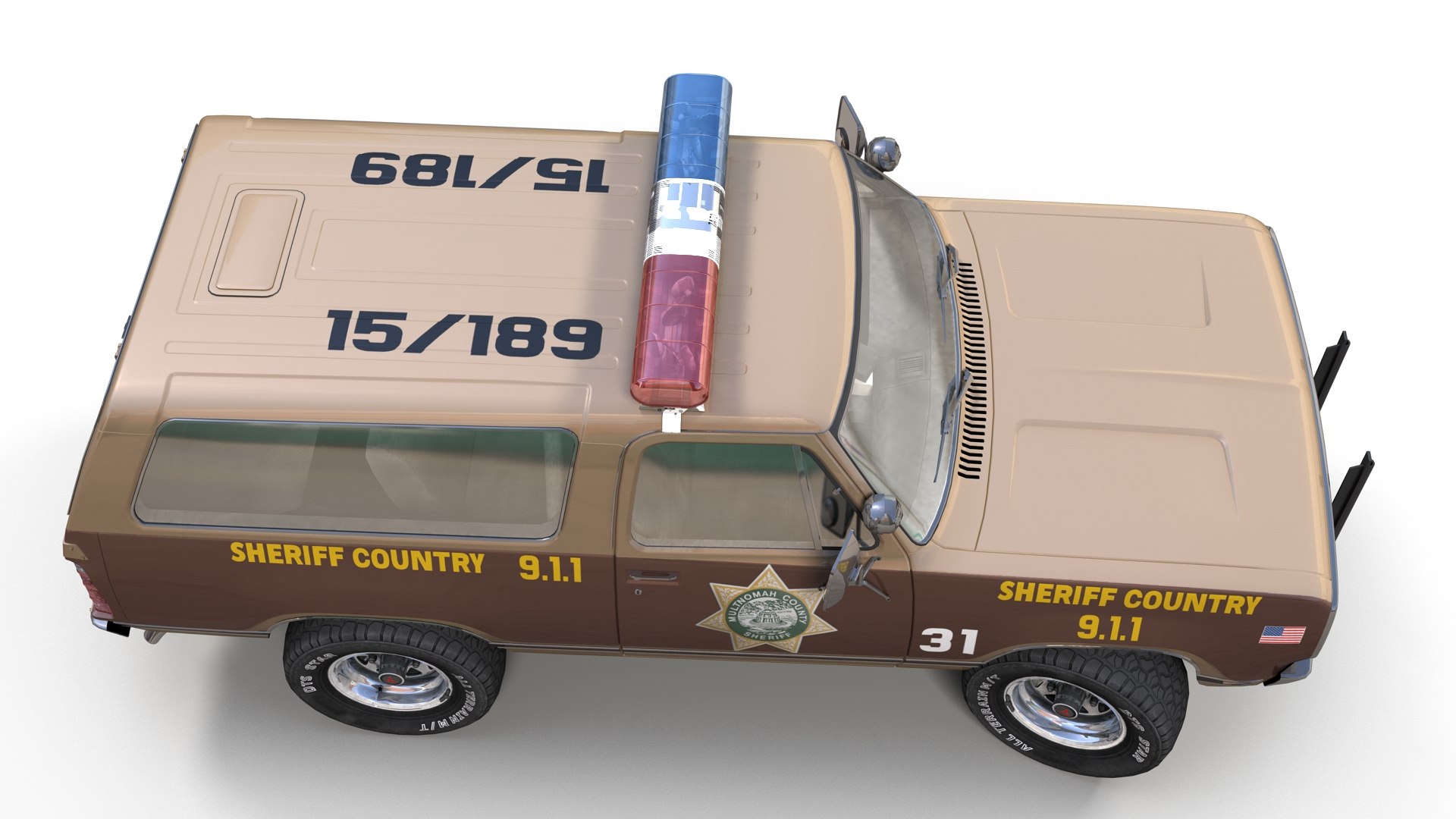 3D Model 80s Sheriff Car PBR - TurboSquid 1895232
