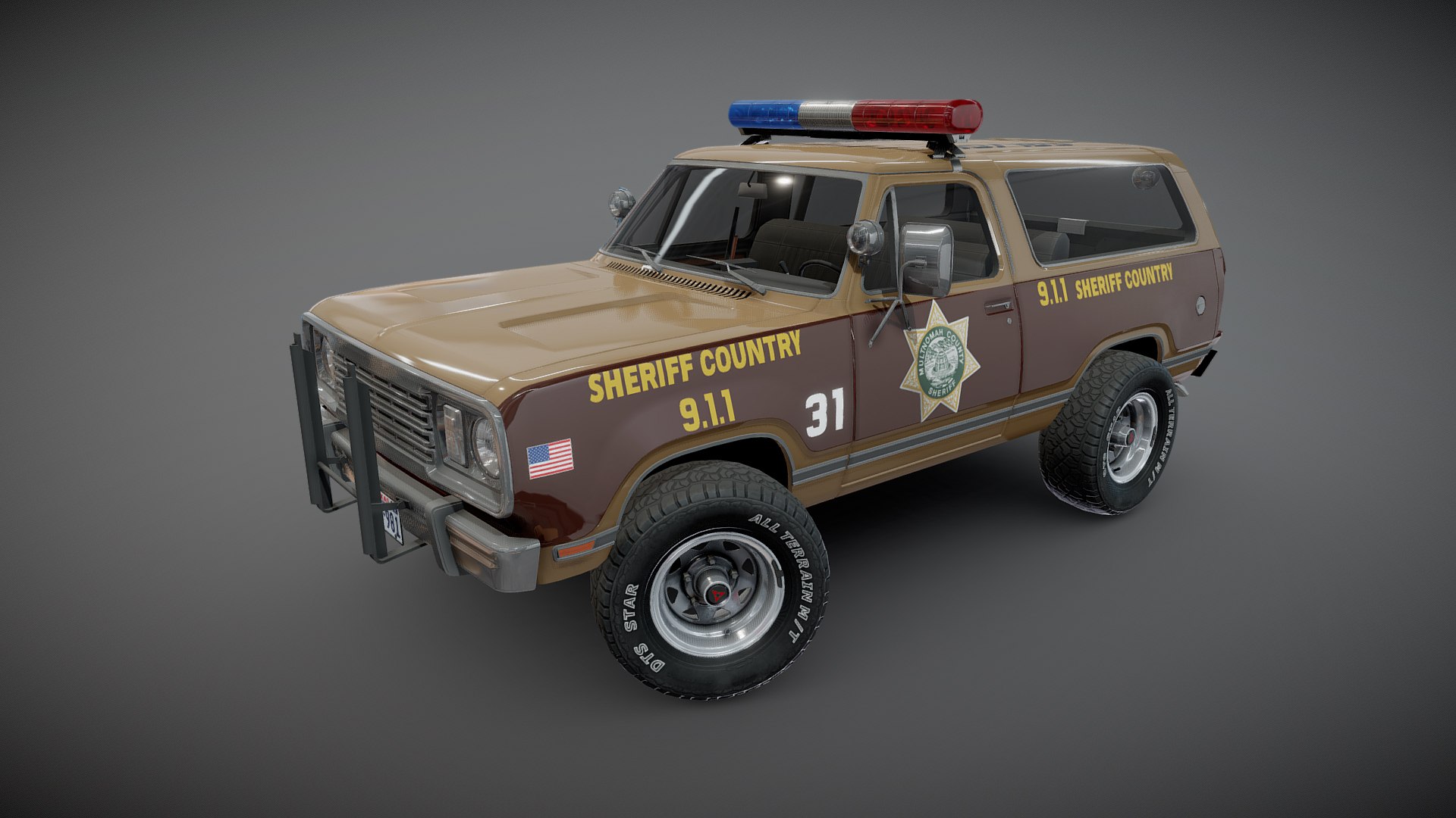3D model 80s sheriff car PBR - TurboSquid 1895232