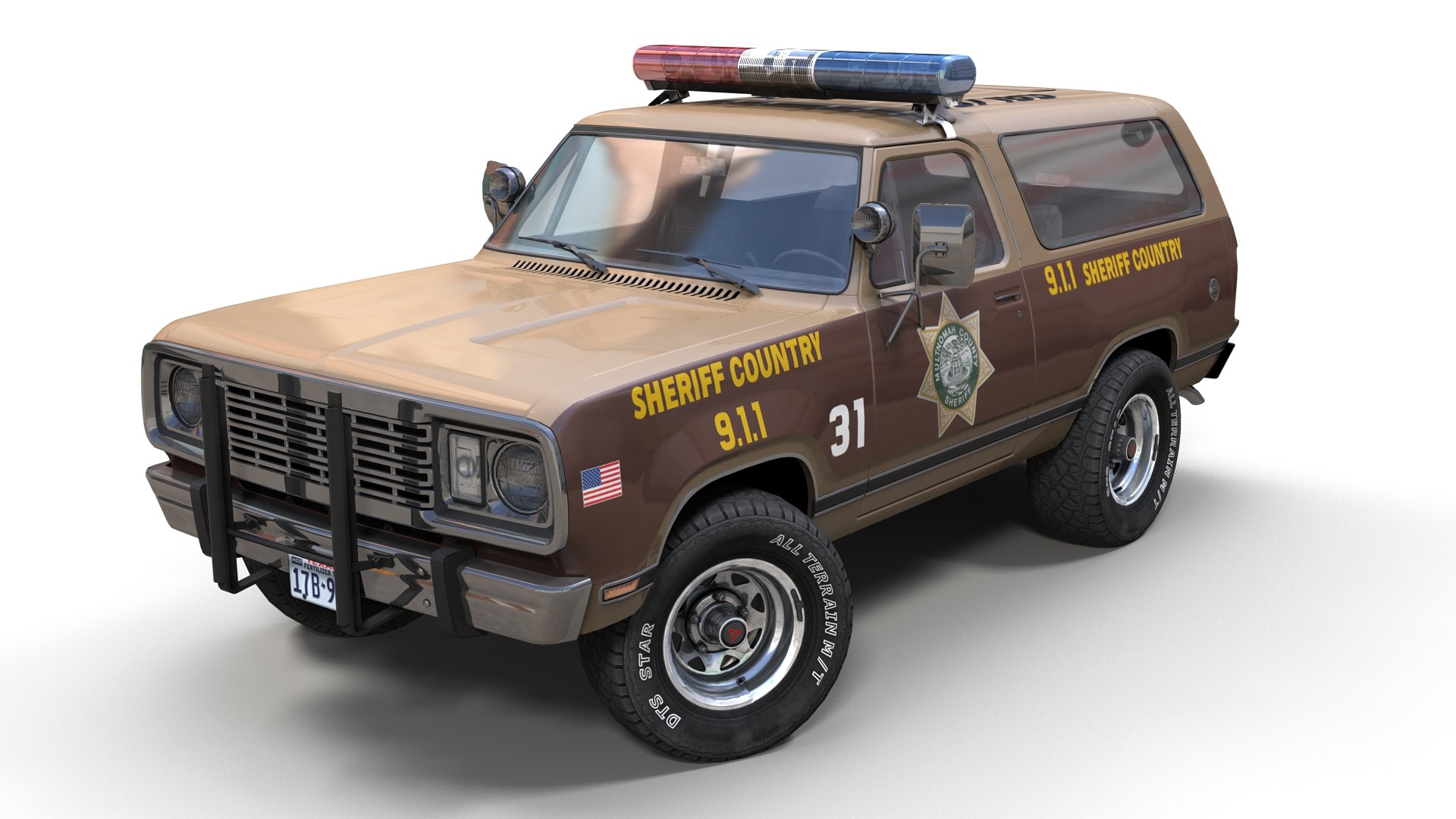 3D Model 80s Sheriff Car PBR - TurboSquid 1895232