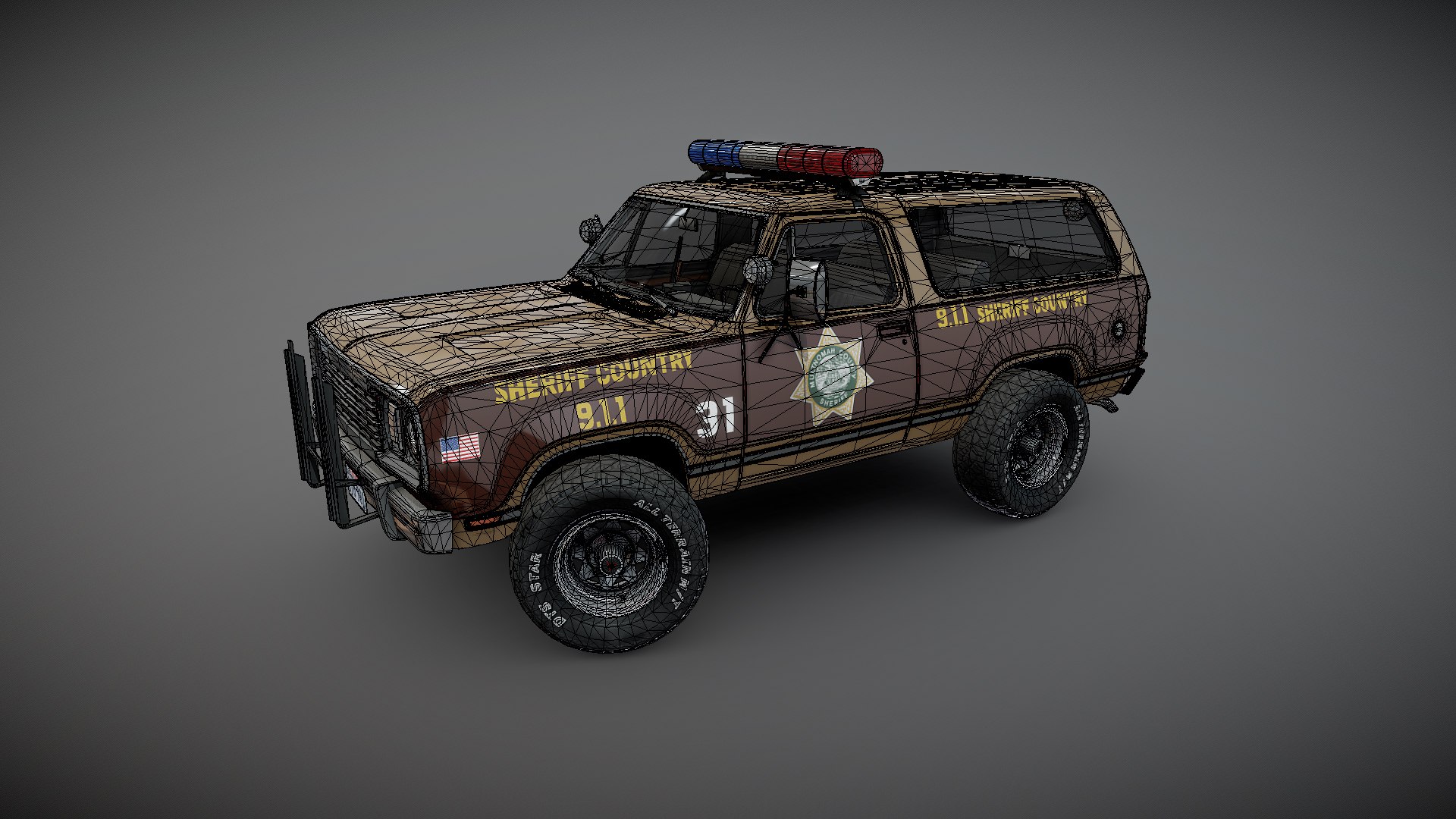 3D model 80s sheriff car PBR - TurboSquid 1895232