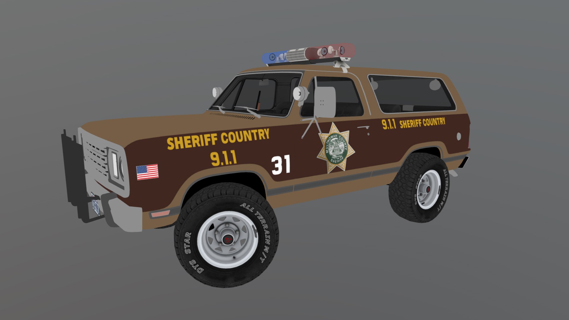 3D model 80s sheriff car PBR - TurboSquid 1895232