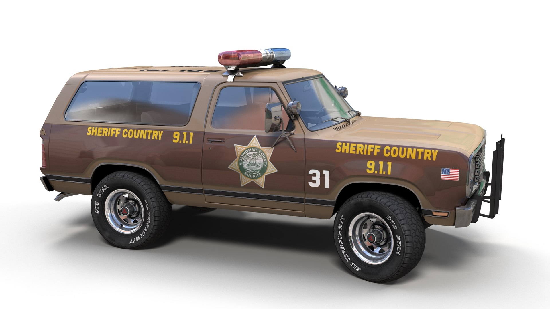 3D Model 80s Sheriff Car PBR - TurboSquid 1895232