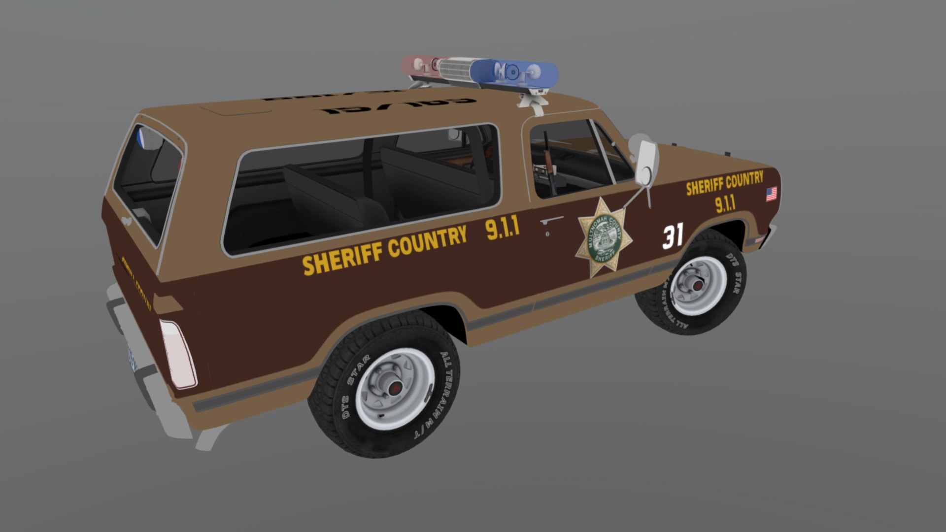 3D model 80s sheriff car PBR - TurboSquid 1895232