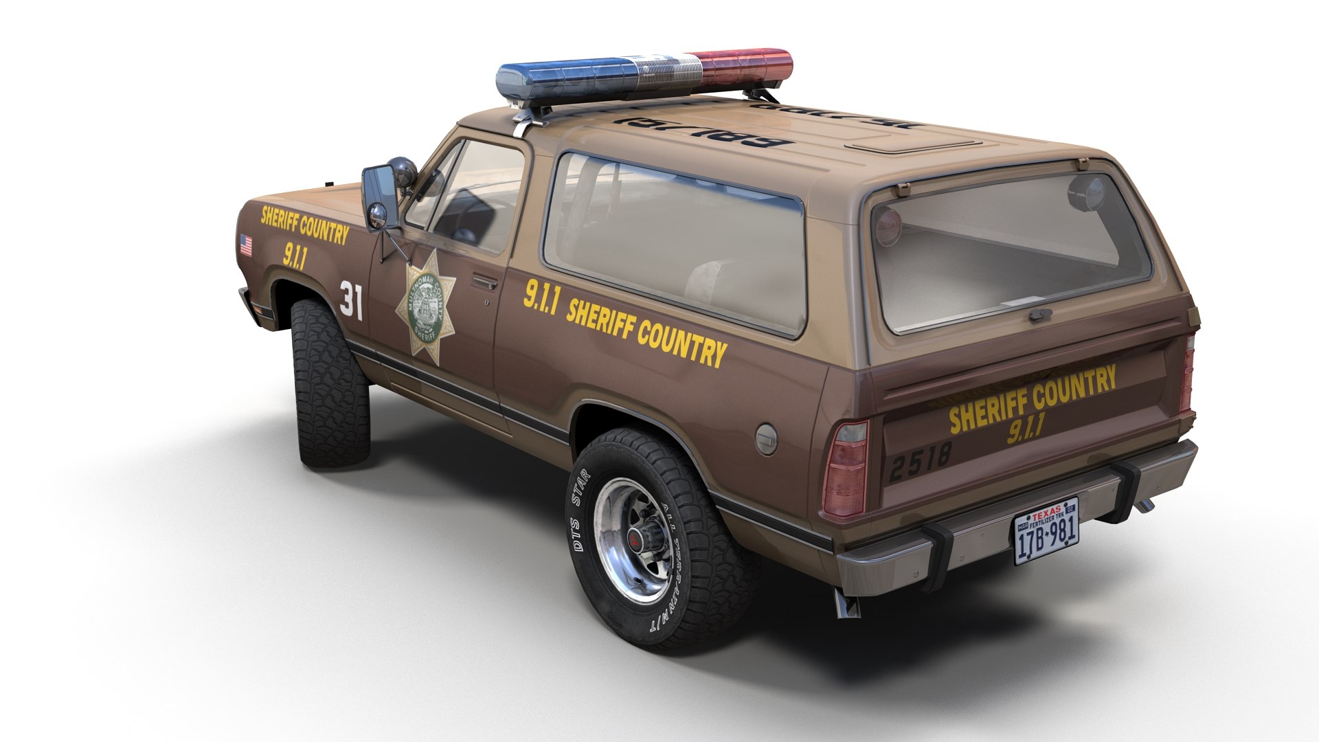 3D Model 80s Sheriff Car PBR - TurboSquid 1895232