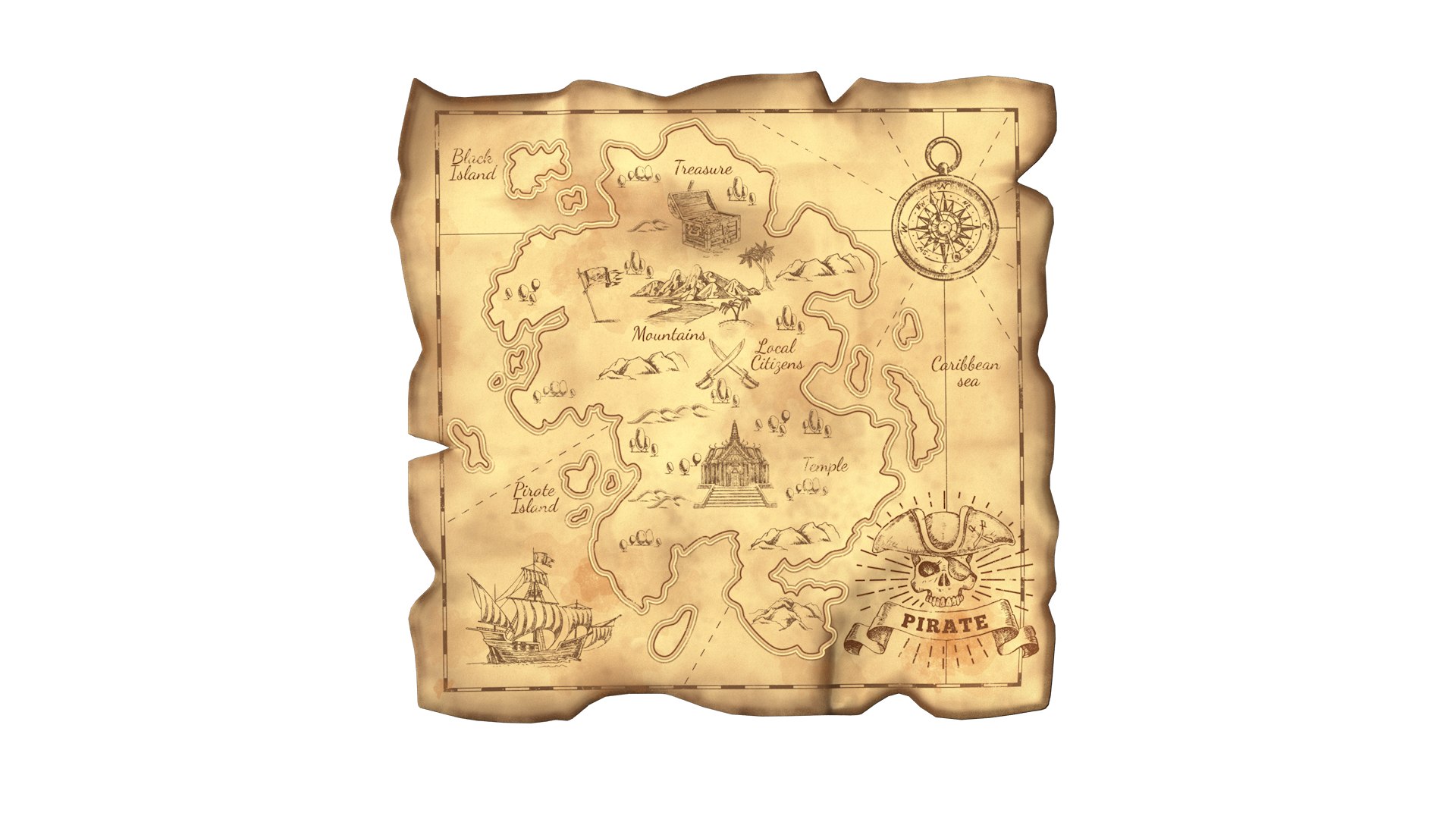 Cartoon Treasure Map 3D - TurboSquid 2180436