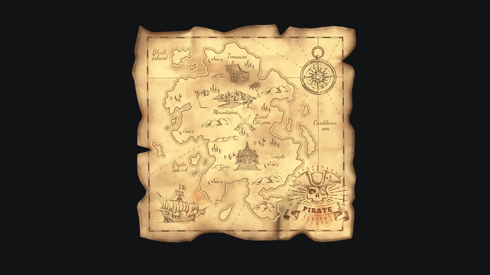 Cartoon Treasure Map 3D - TurboSquid 2180436