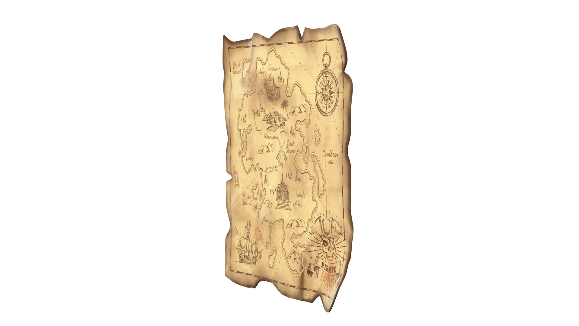 Cartoon Treasure Map 3D - TurboSquid 2180436