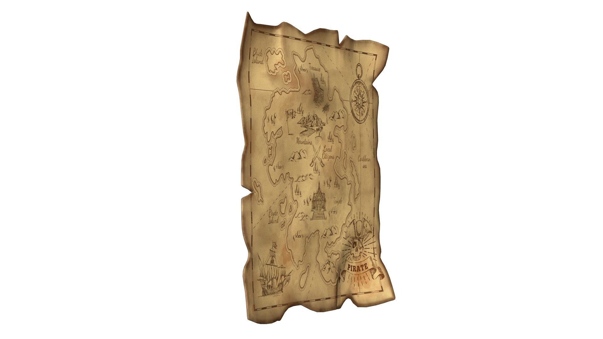 Cartoon Treasure Map 3D - TurboSquid 2180436