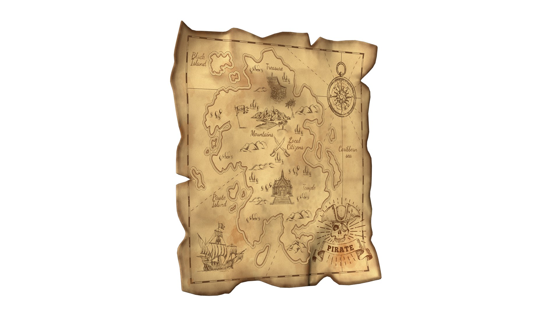 Cartoon Treasure Map 3D - TurboSquid 2180436