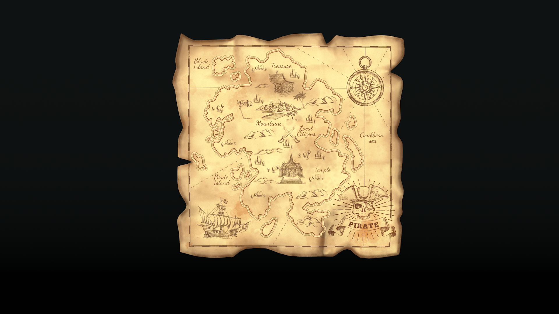 Cartoon Treasure Map 3D - TurboSquid 2180436