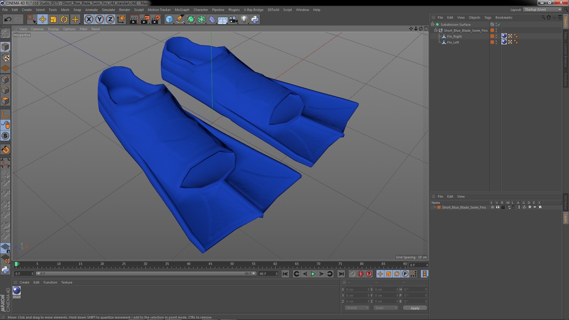 Short Blue Blade Swim Fins Model - TurboSquid 2135127