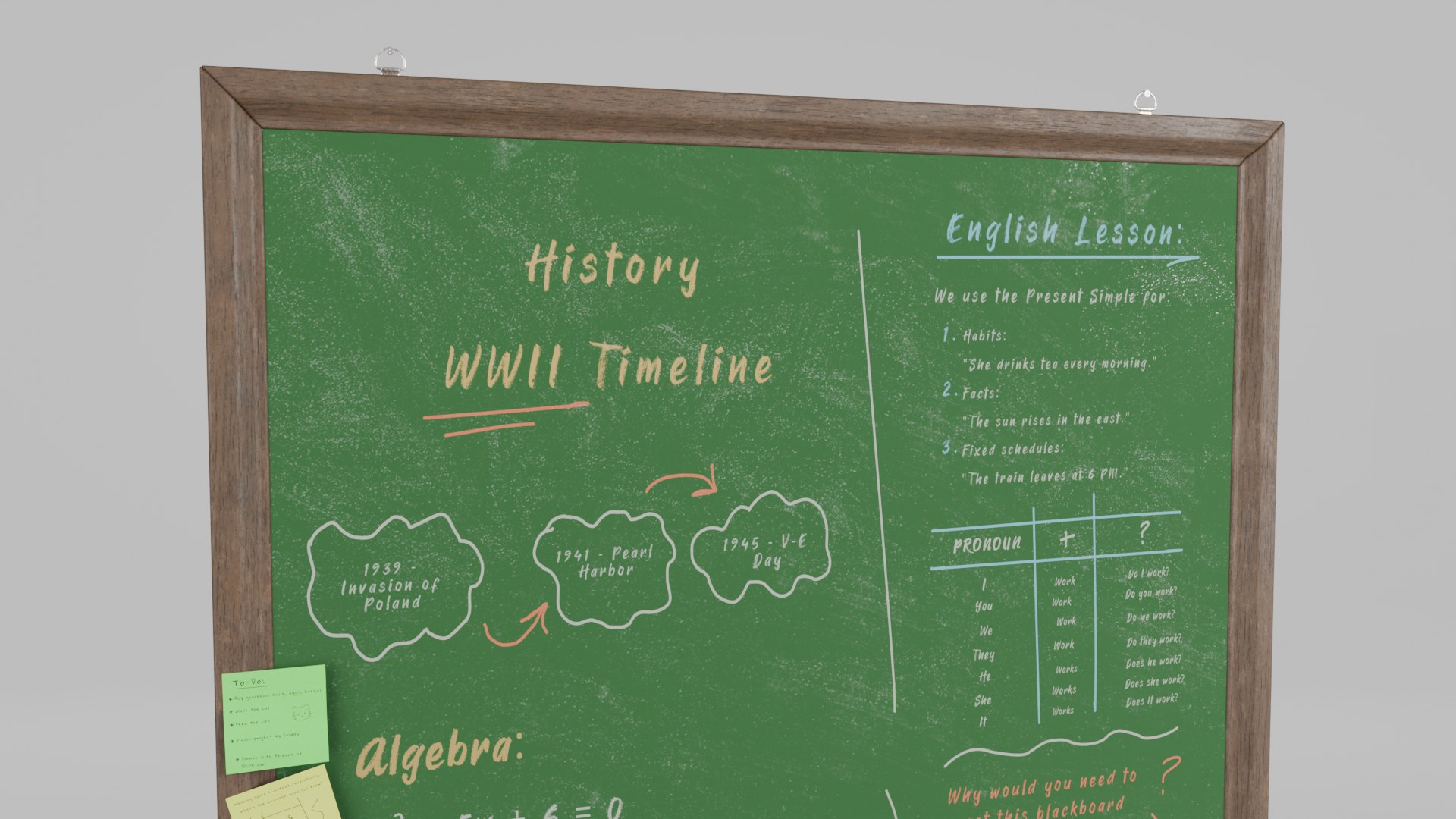 3D Customizable Wall-Mounted Greenboard - Square Wooden Writing Board ...